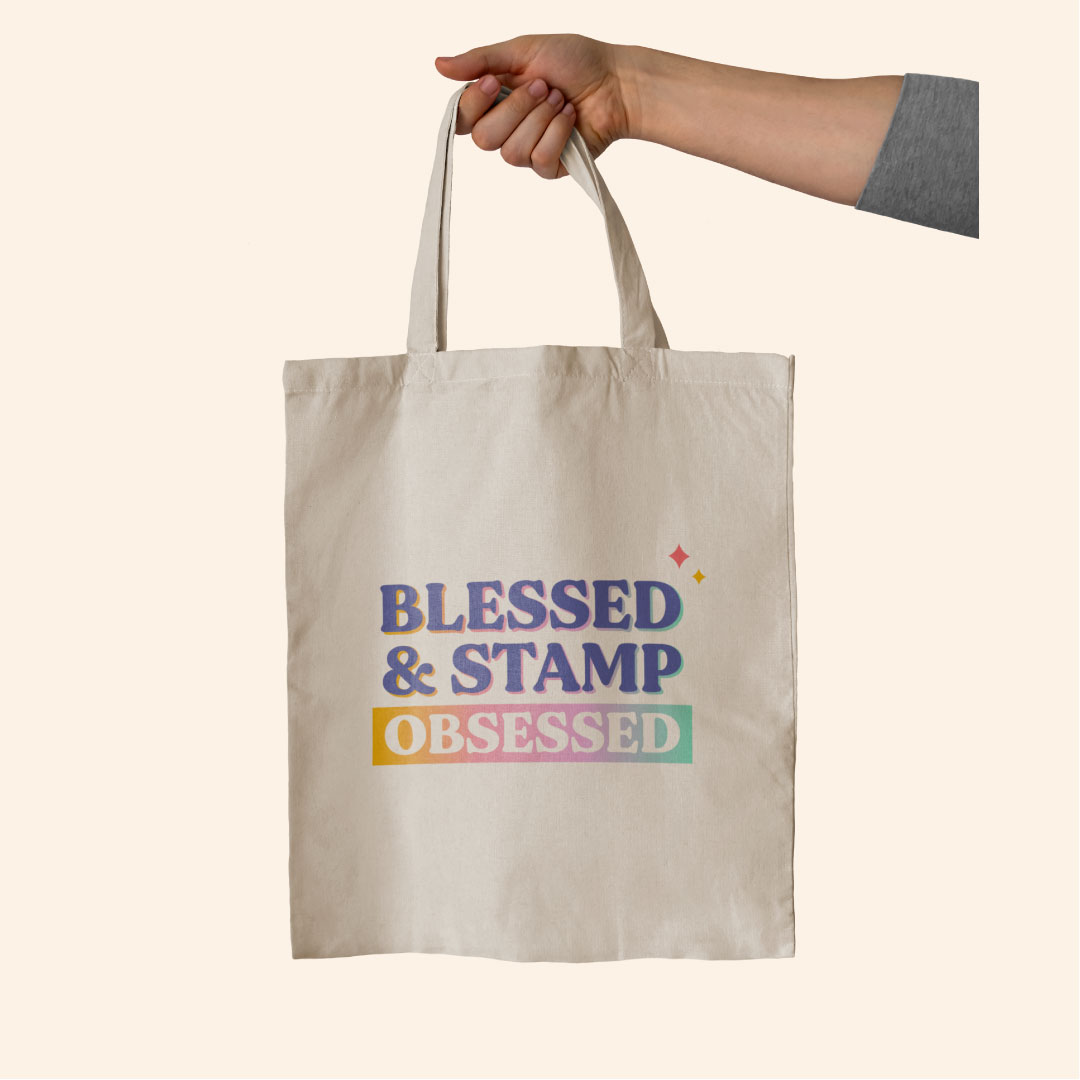 Blessed & Stamp Obsessed Tote Bag - Lisa's Stamp Studio