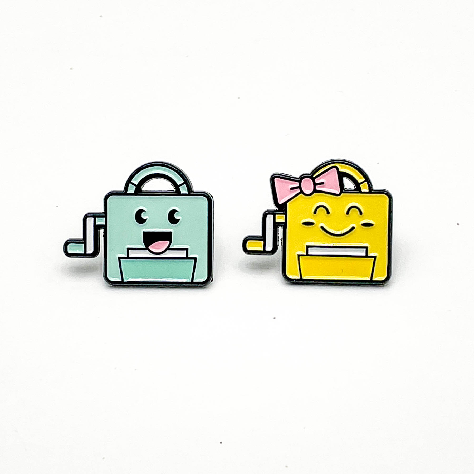Miss Mini & Mr Mini Enamel Pin Set - Lisa's Stamp Studio